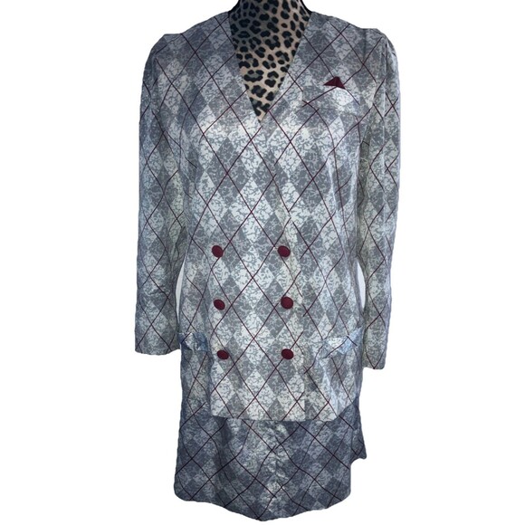 Leslie Fay | Skirts | Leslie Faye Skirt Suit 8 Grey Maroon Suit Jacket ...
